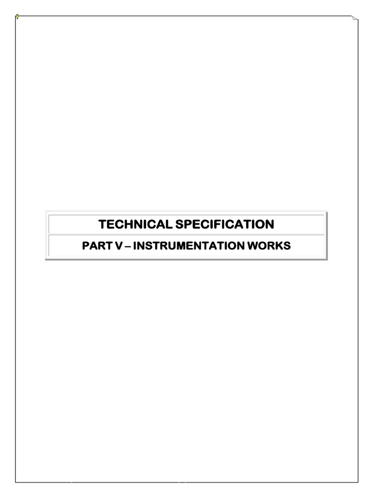 21 Technical Specification Part V - Instrumentation Works | PDF ...