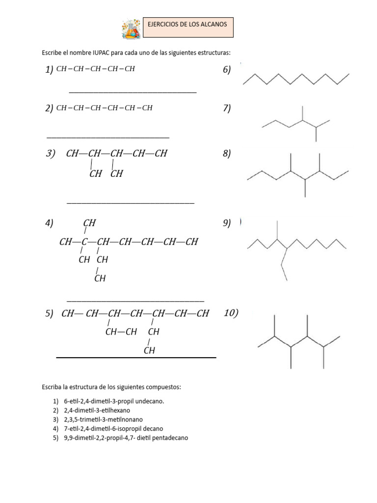 Escribe El Nombre IUPAC para Cada Uno de Las Siguientes Estructuras | PDF
