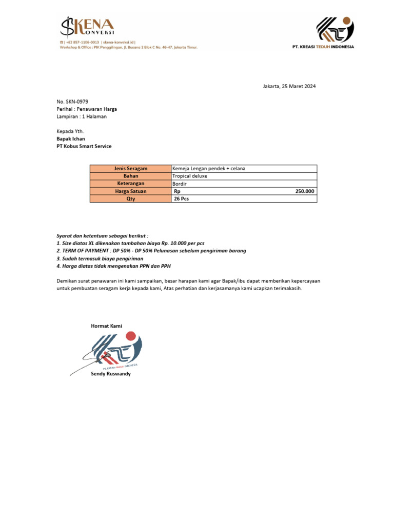 Surat Penawaran - PT Kobus Smart Service | PDF
