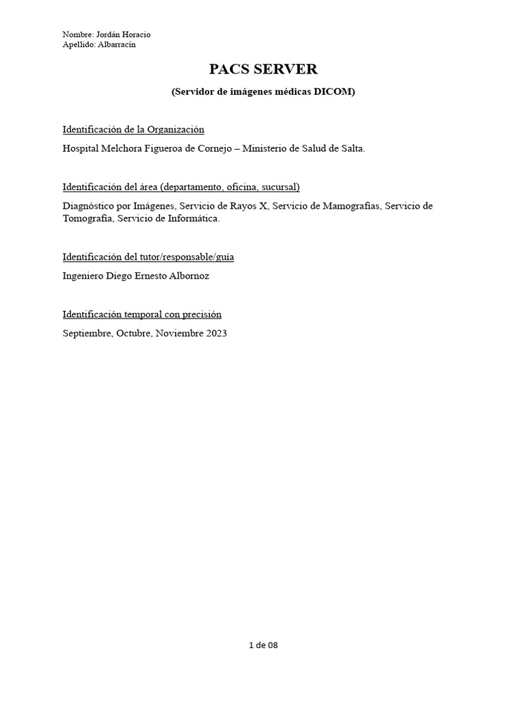 Informe Final PPS - JORDAN ALBARRACIN | PDF | Servidor (Computación) | Hospital
