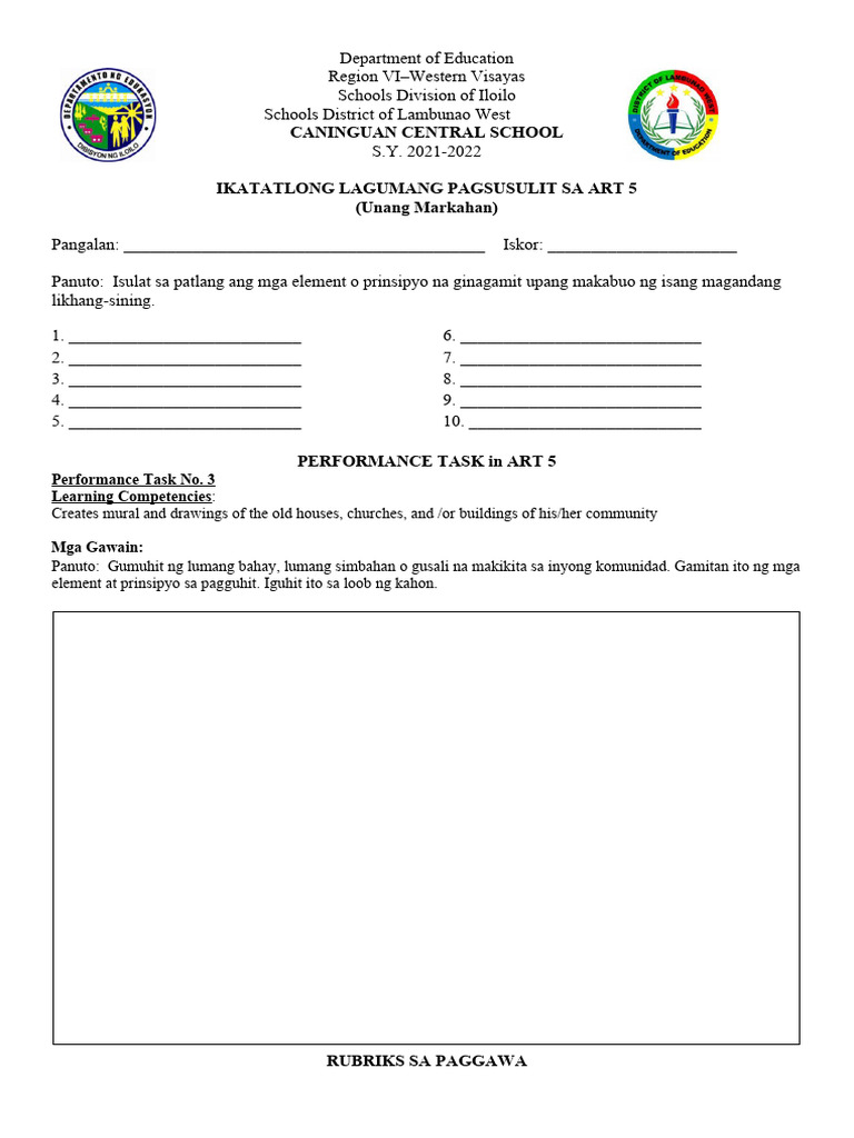 1st Summative Test in Art 5 q1 | PDF