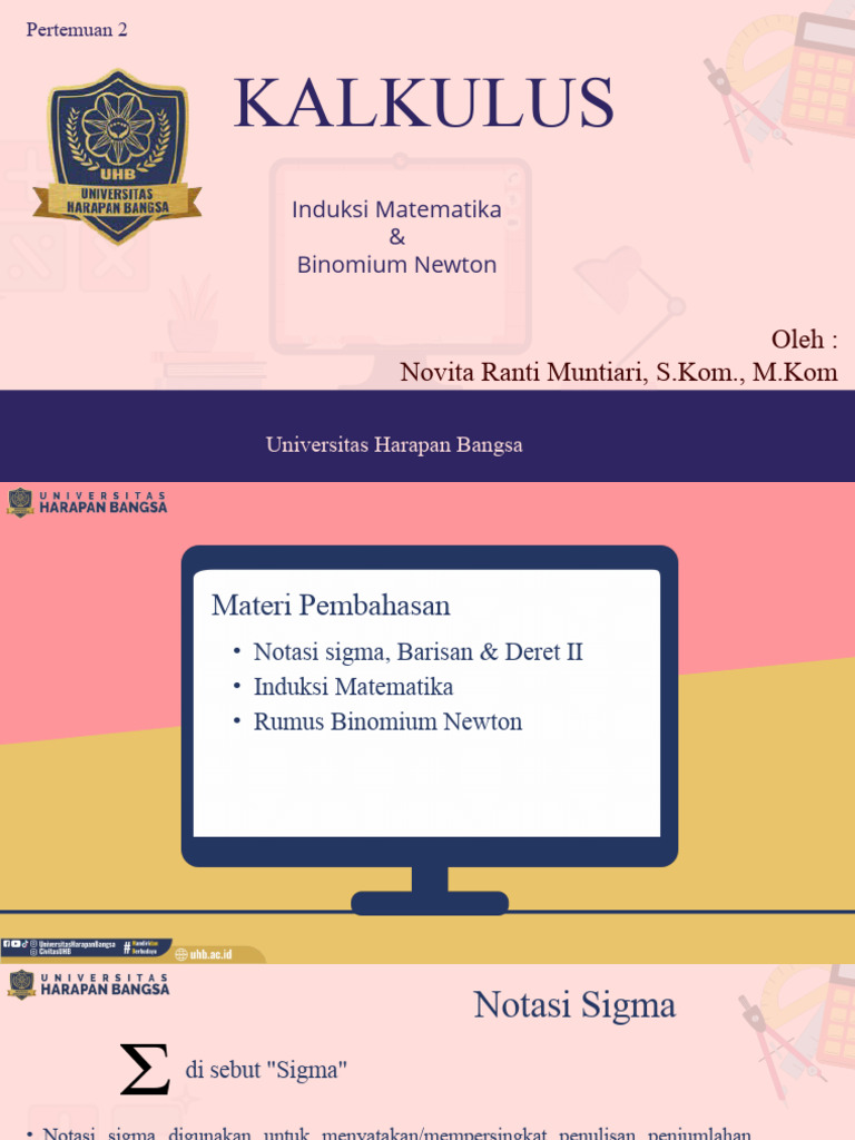 KALKULUS - Pertemuan 2 (Induksi Matematika Dan Binomium Newton) | PDF