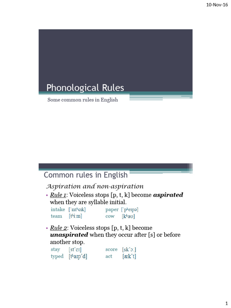 M0 Presentation - Phonological Rules | PDF | Syllable | Consonant