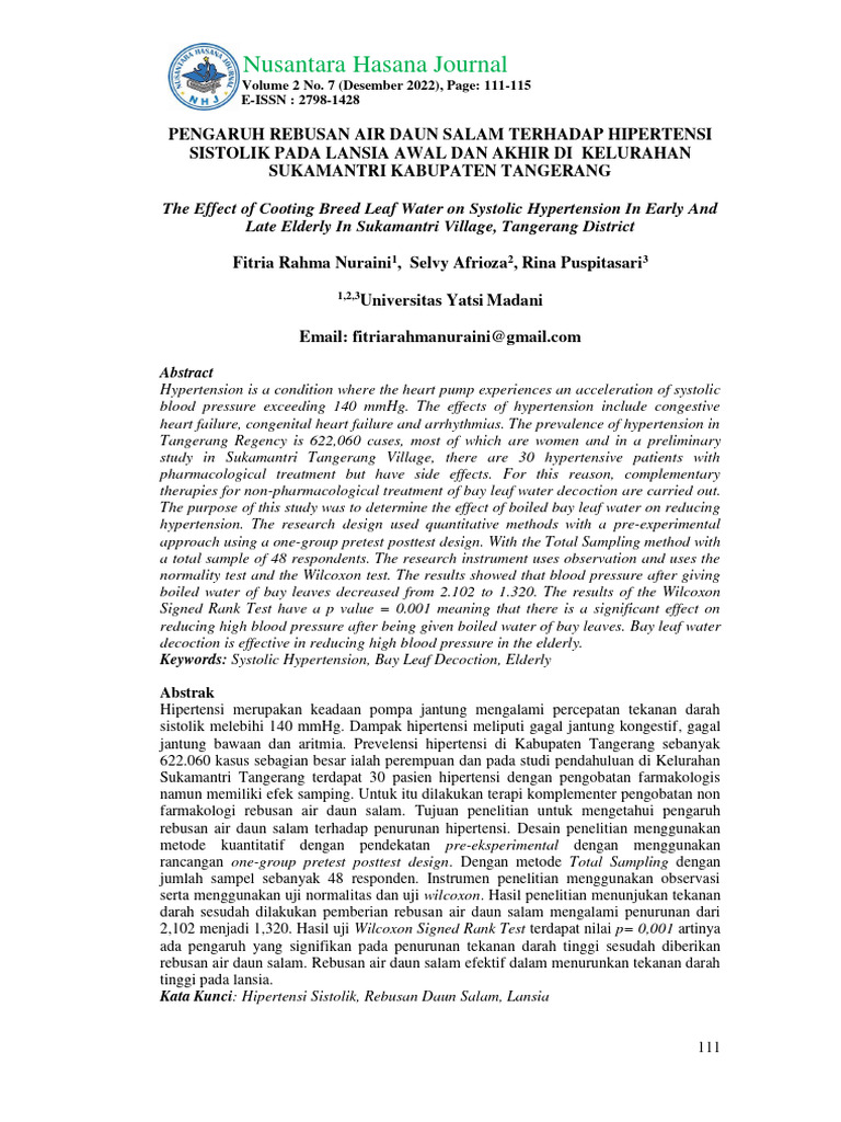 Fitria Rahma Nuraini 111 115 | PDF | Blood Pressure | Hypertension