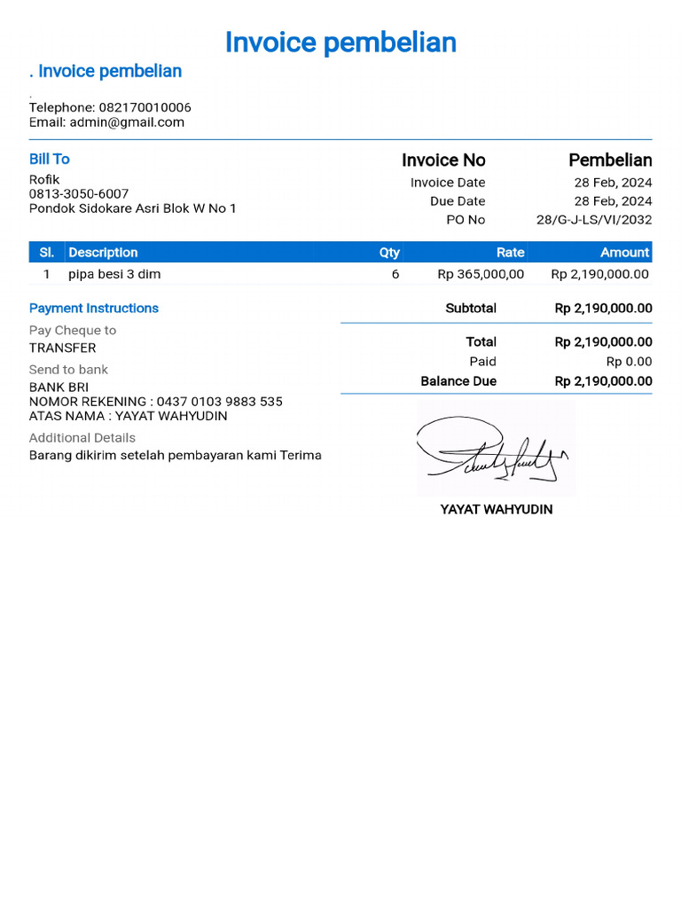 Invoice Pembelian | PDF