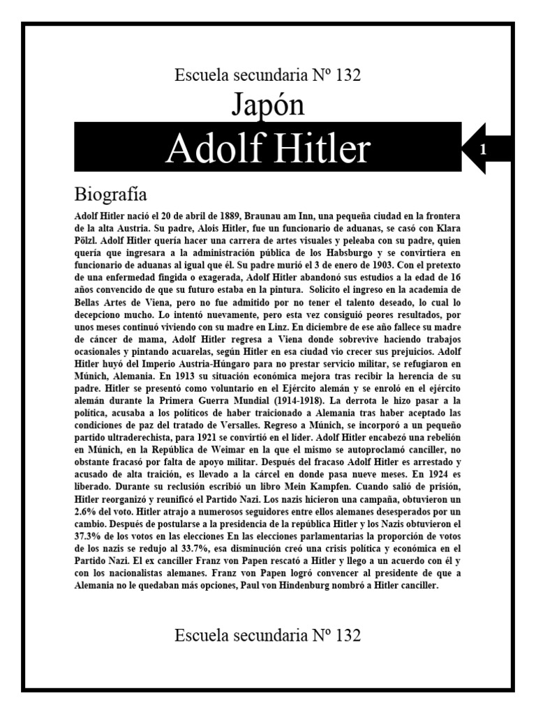 Biografía y Doctrina de Hitler | PDF | Alemania nazi | Adolf Hitler