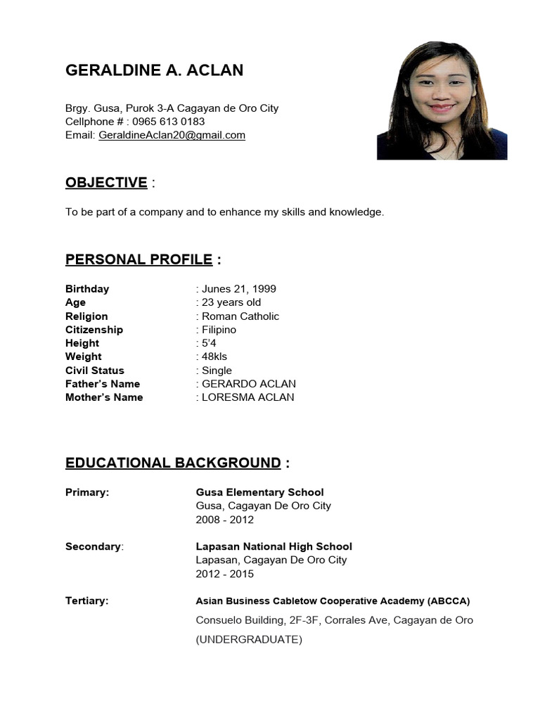Geraldine Resume | PDF