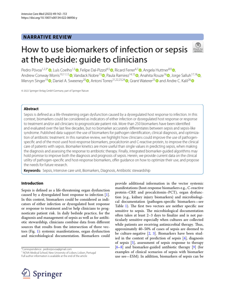 How To Use Biomarkers of Infection or Sepsis at The Bedside: Guide To ...