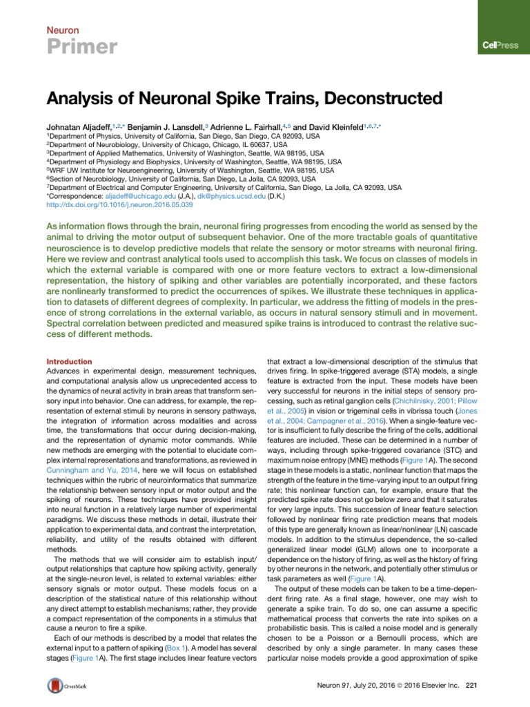 Neuronal Spike Train Analysis Guide | PDF | Action Potential | Stimulus (Physiology)