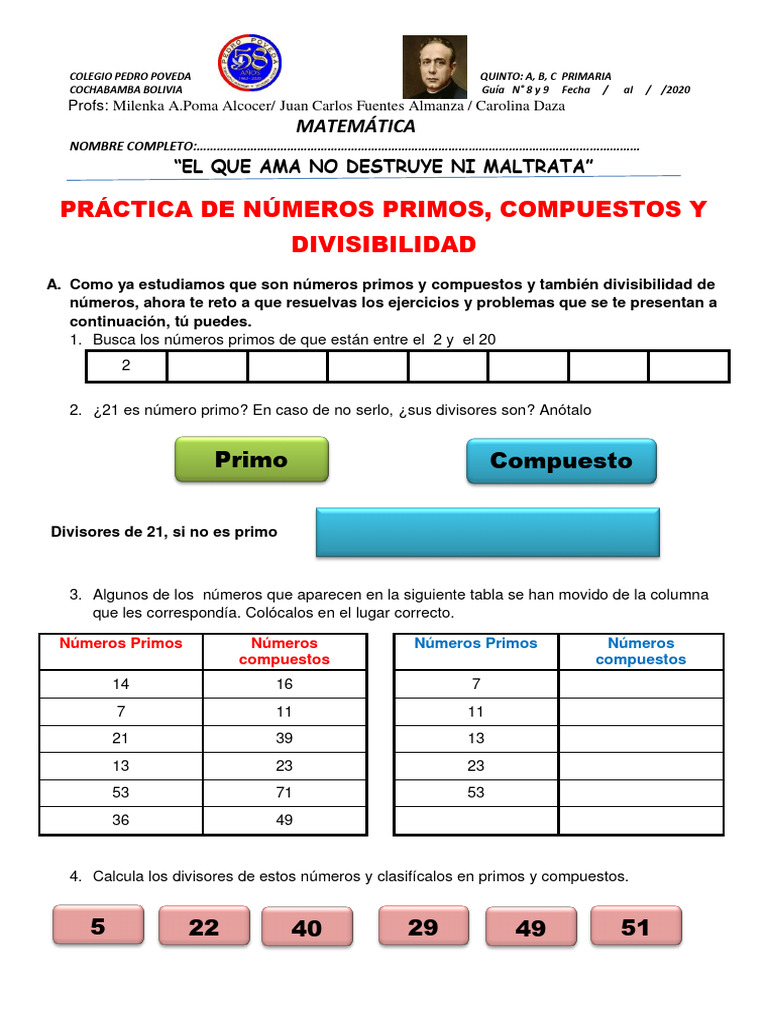 Practica 2 de Primos Comp y Divisibilidad | PDF | Aritmética