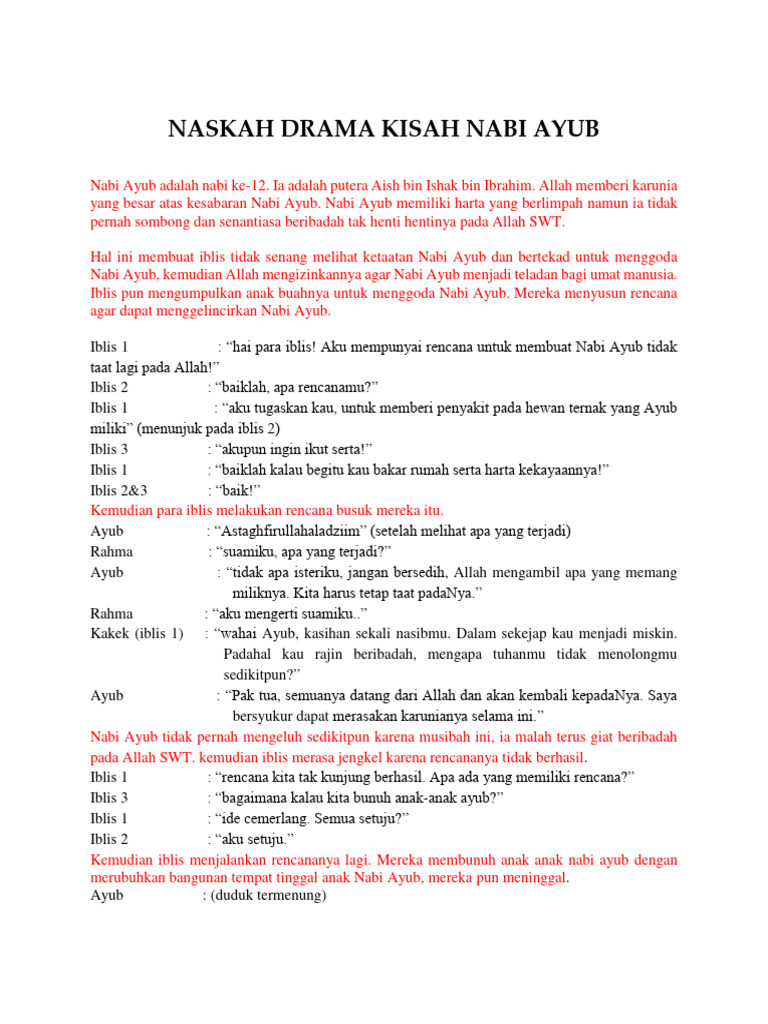 Naskah Drama Kisah Nabi Ayub | PDF