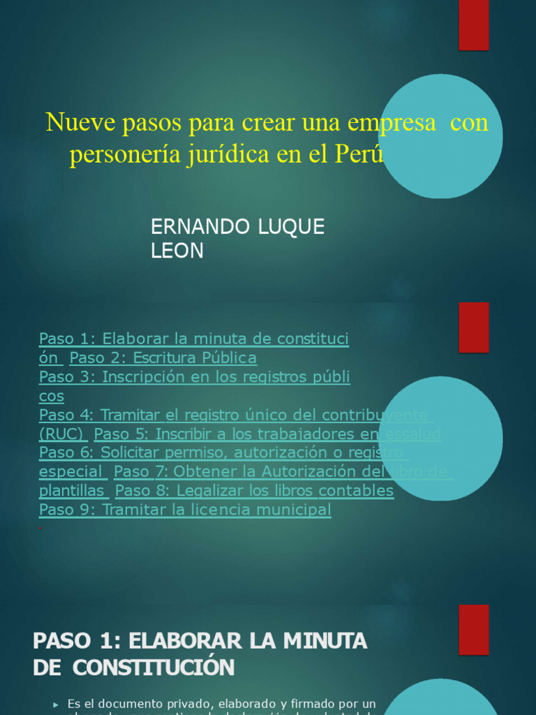 Nueve Pasos para Constituir Una Empresa | PDF | Documento de identidad