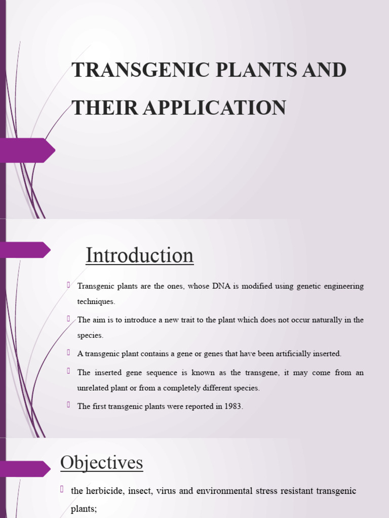 Transgenic Plants and Their Application | PDF