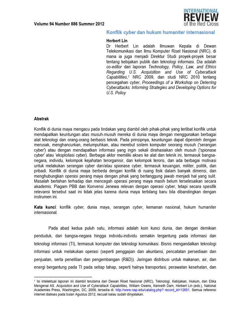 Konflik Cyber Dan Hukum Humaniter Internasional | PDF | Ilmu Sosial ...