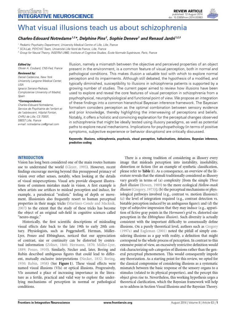 (2014) what visual illusions teach us about schizophrenia | PDF