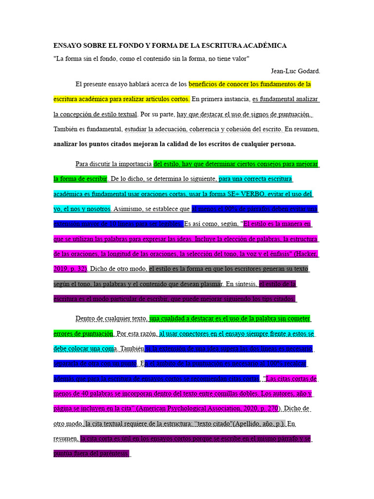 Ensayo Escritura Academica | PDF | Puntuación | Ensayos