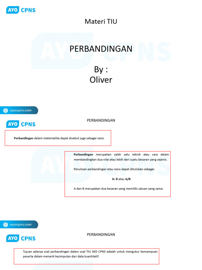 Materi Perbandingan Senilai dan Variabel | PDF