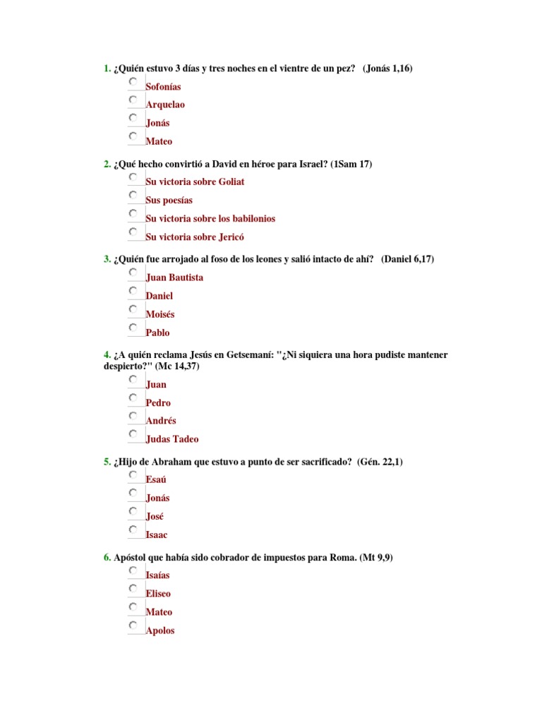 Cuestionario Biblico | PDF | Nevi'im | David
