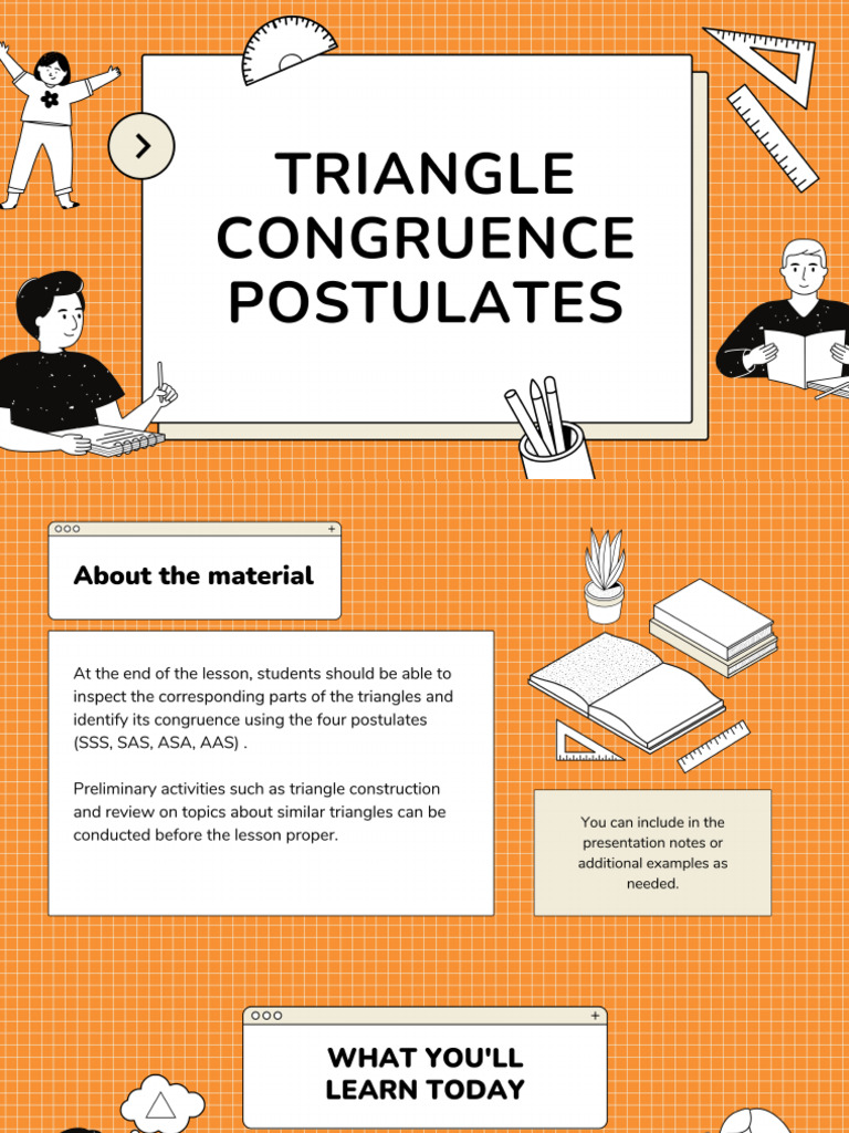 Triangle Postulates and Congruence Education Presentation in A Orange ...