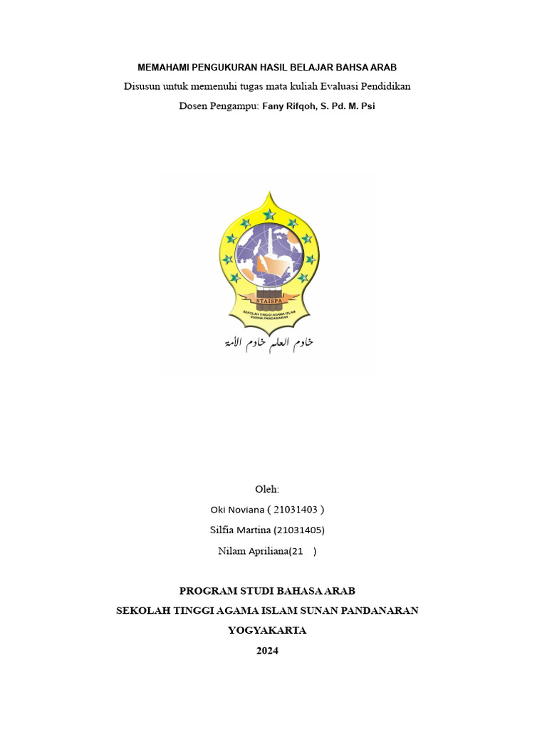 Memahami Pengukuran Hasil Belajar Bahsa Arab Pdf