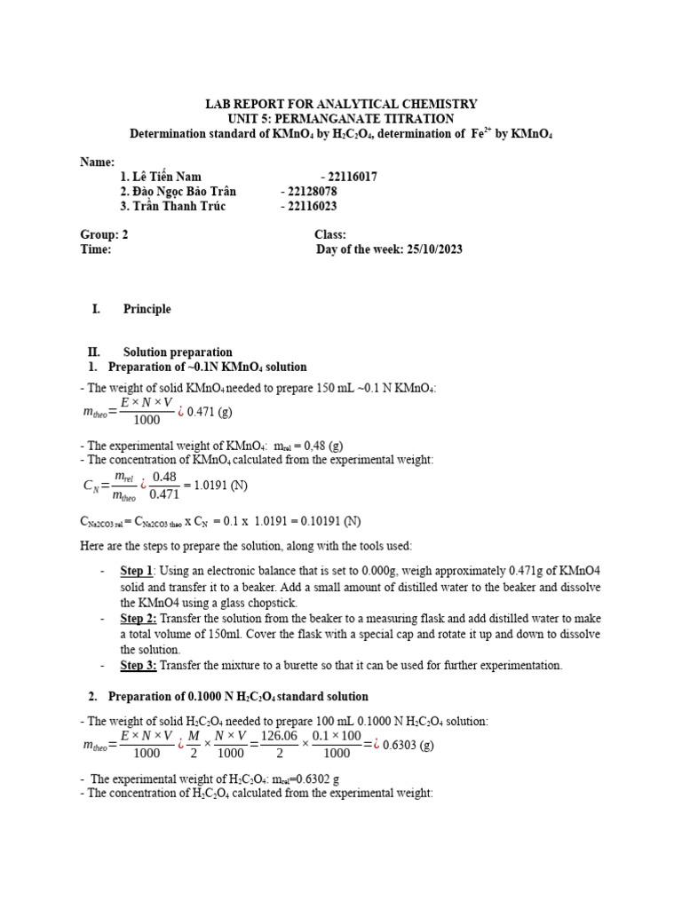 Report Unit 5 | PDF | Titration | Chemistry