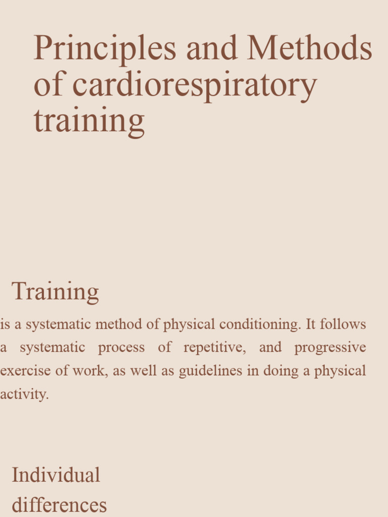 Principles and Methods of Cardiorespiratory Training | PDF | Physical ...