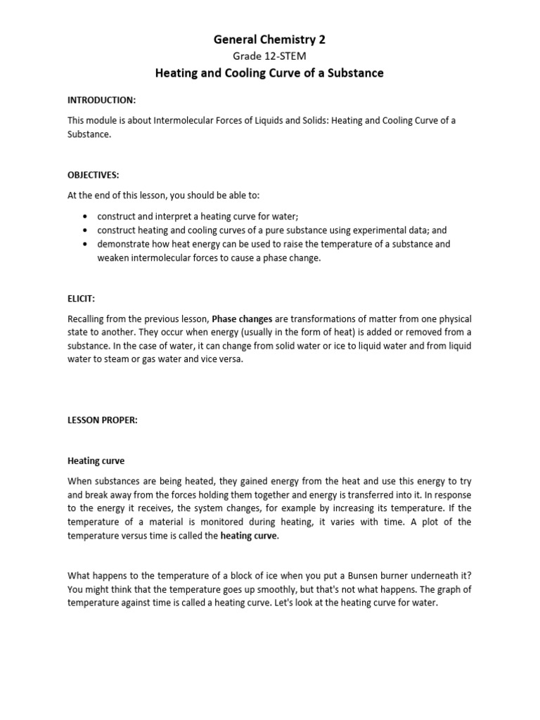 Heating and Cooling Curve of A Substance 1 | PDF | Phase (Matter) | Heat