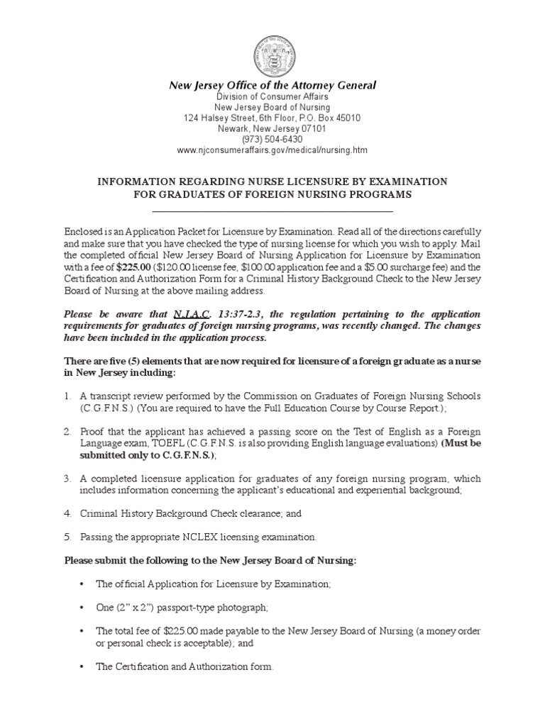 NCLEX Application New Jersey | Download Free PDF | National Council ...