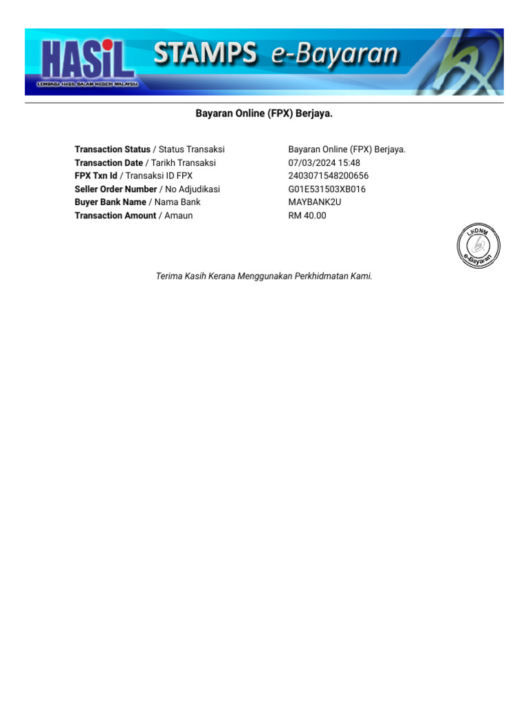 Pengesahan Penerimaan Bayaran | PDF