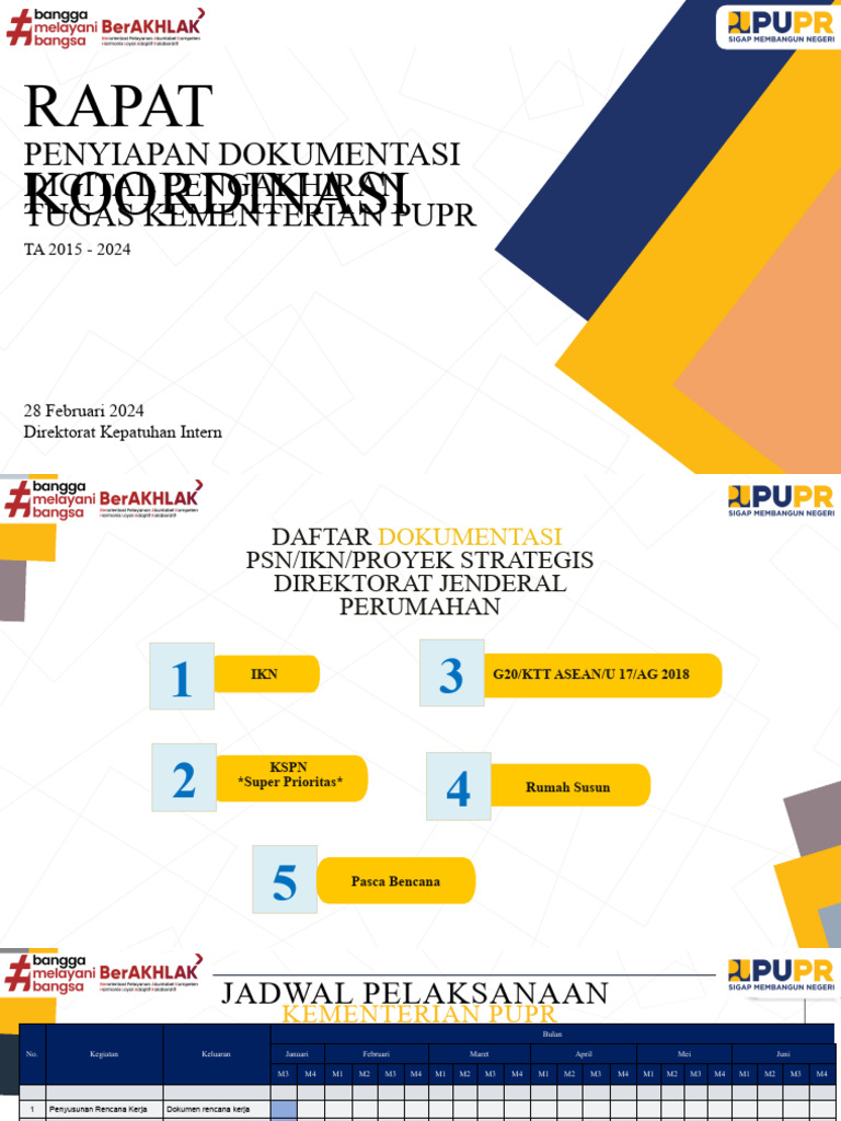 Paparan Rapat Koordinasi Penyiapan Dokumentasi Digital Pengakhiran Tugas Kementerian PUPR | PDF
