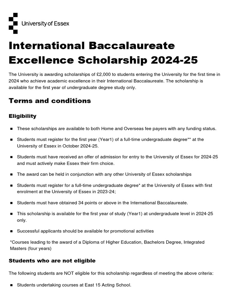 IB Excellence Scholarship 2024-25 | PDF | Academic Degree | Bachelor's ...