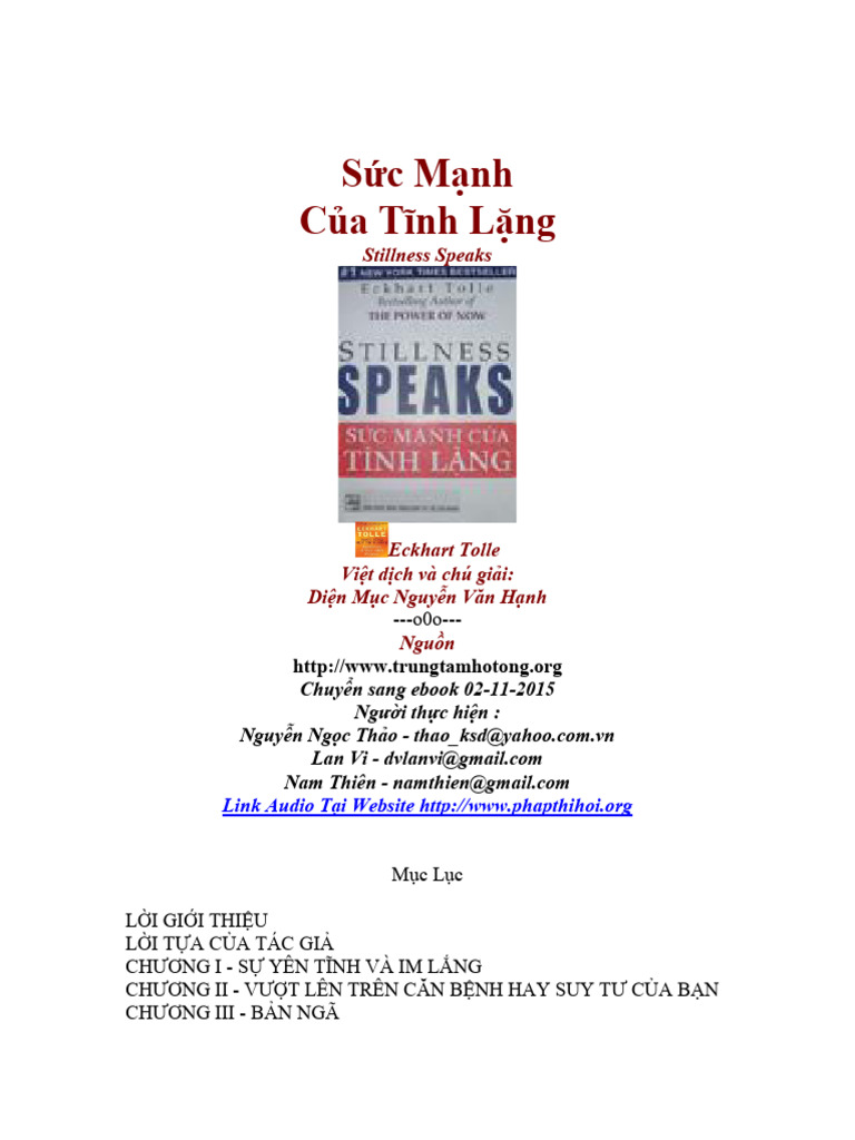 Suc Manh Cua Tinh Lang Eckhart Tolle Nguyen Van Hanh Dich | PDF