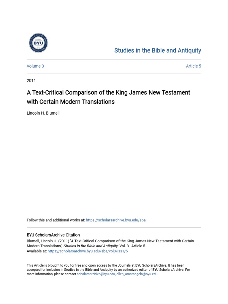 KJV vs. Modern Translations: A Textual Study | PDF | King James Version ...