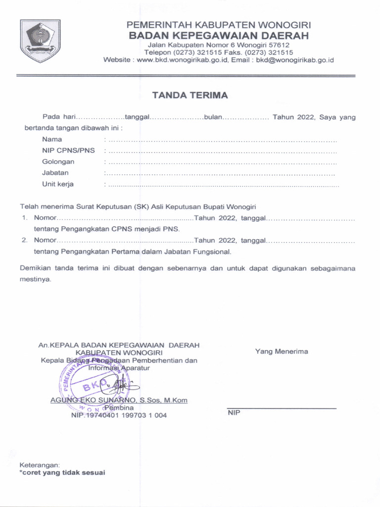 Contoh Surat Tanda Terima PHK | PDF