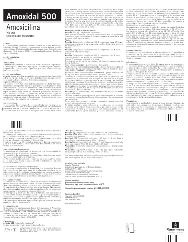Amoxidal 500: Amoxicilina | PDF | Especialidades Medicas | Enfermedades ...