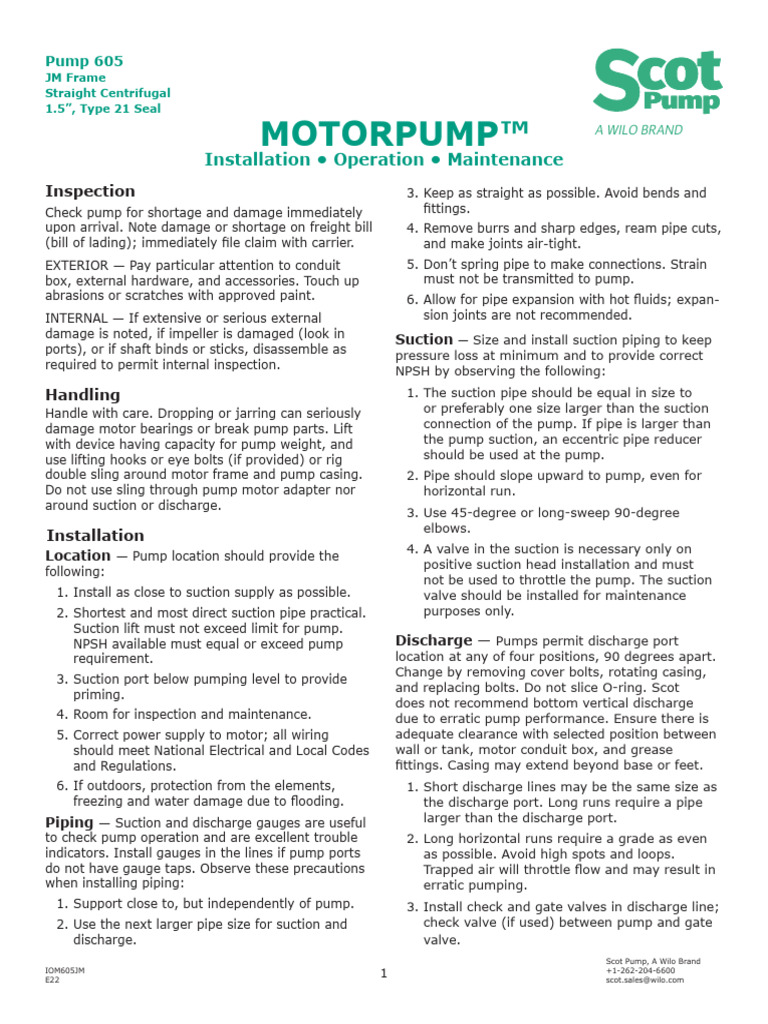 605JMIOM | PDF | Pump | Valve