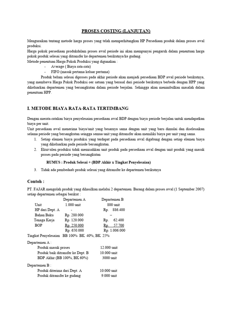 Bab Vi. Proses Costing II | PDF