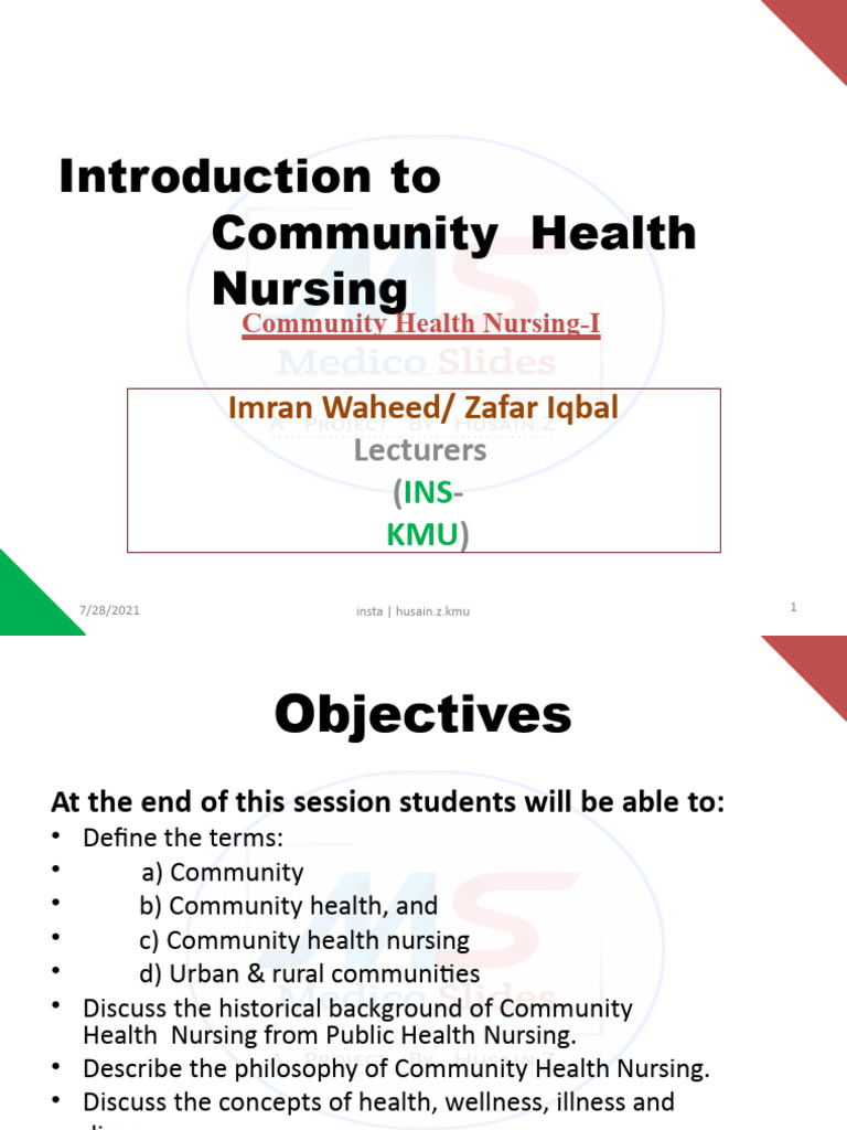 Unit 1 Introduction To Community Health Nursing Yt Insta Medico Slides