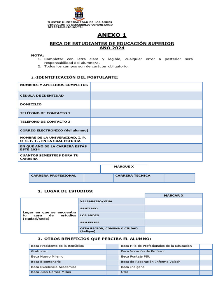 Anexo 1 Beca Educacion Superior 2024 | PDF