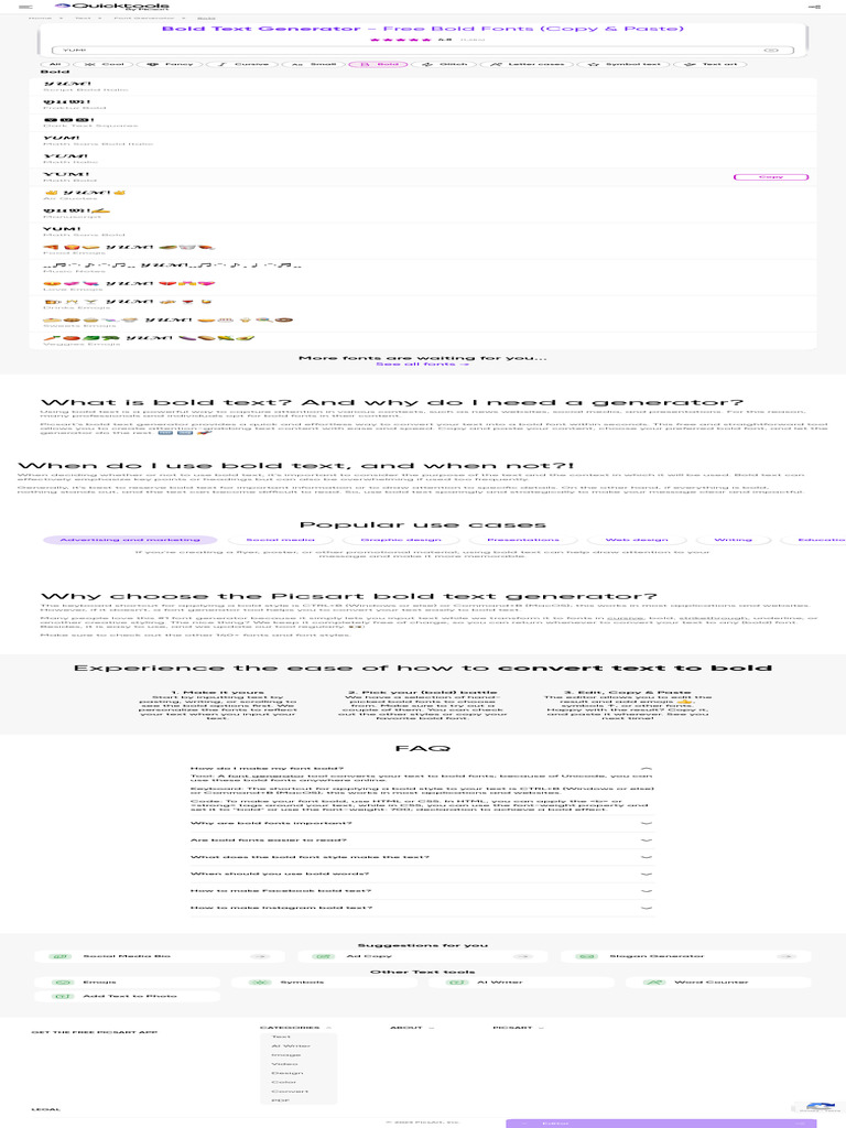 Bold Text Generator - Free Bold Fonts (???? & ?????) Quicktools by ...