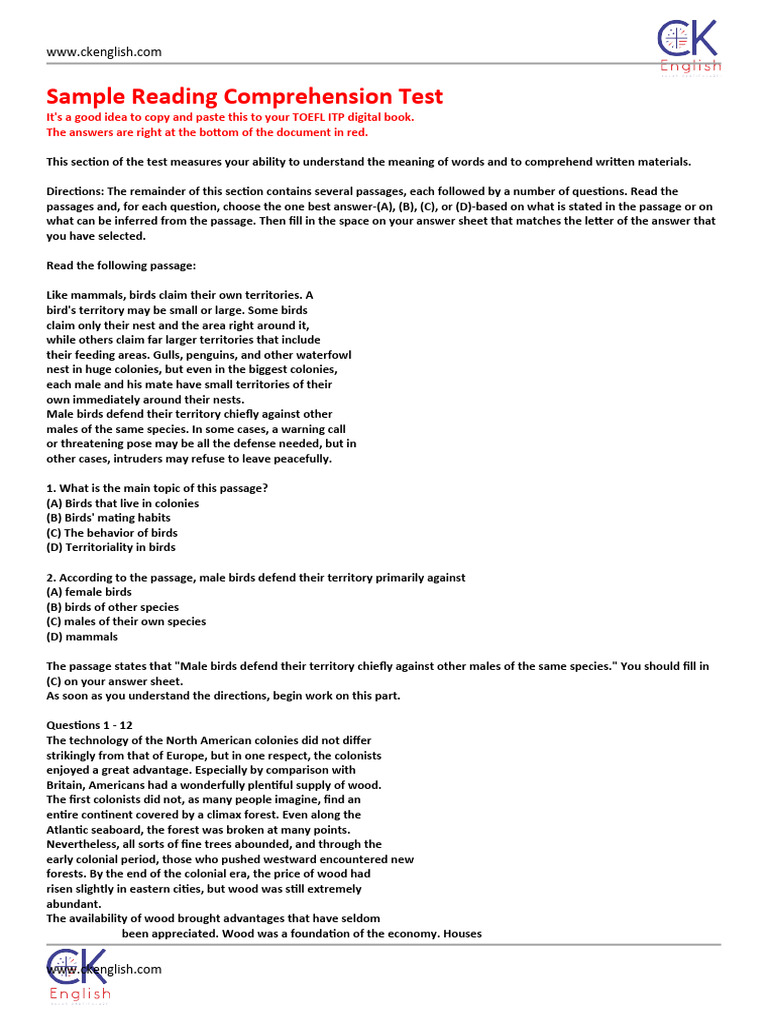 TOEFL Itp Reading | PDF | Mars | Atmosphere Of Earth