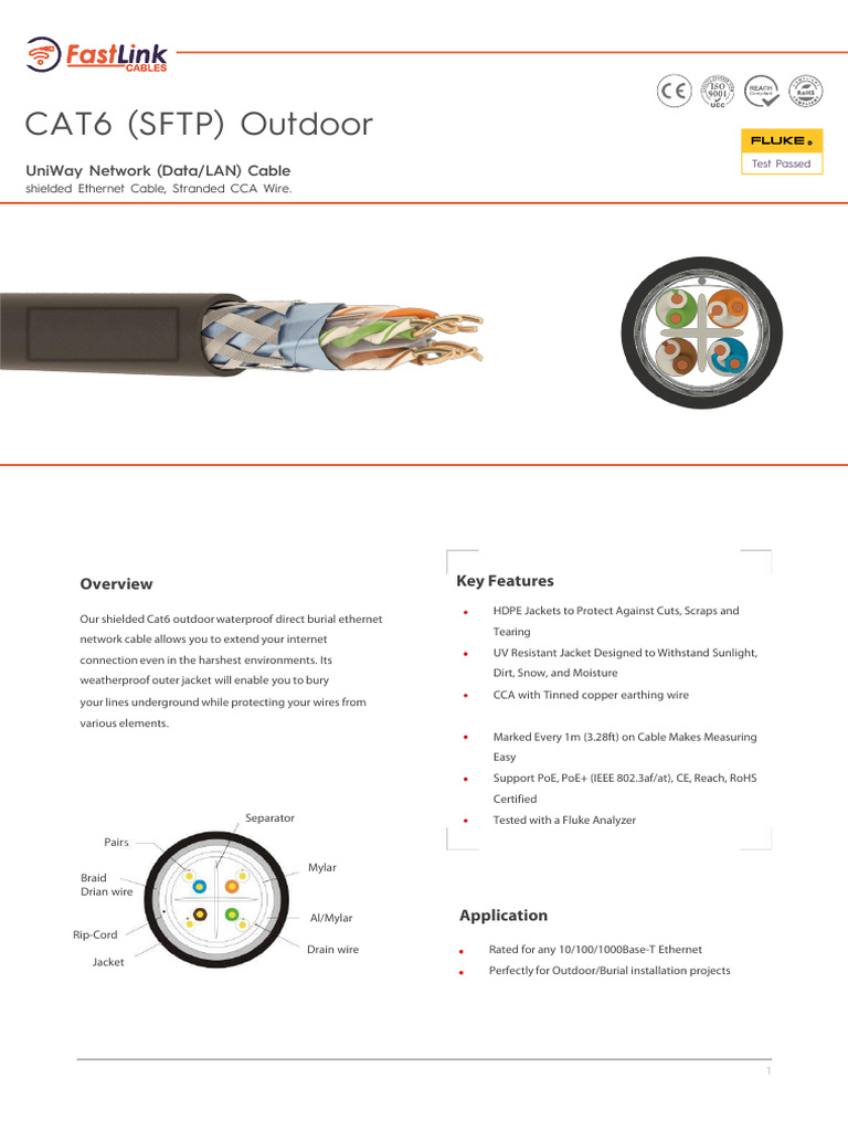 FastLink CAT6 (SFTP) Outdoor | PDF | Wire | Electromagnetism