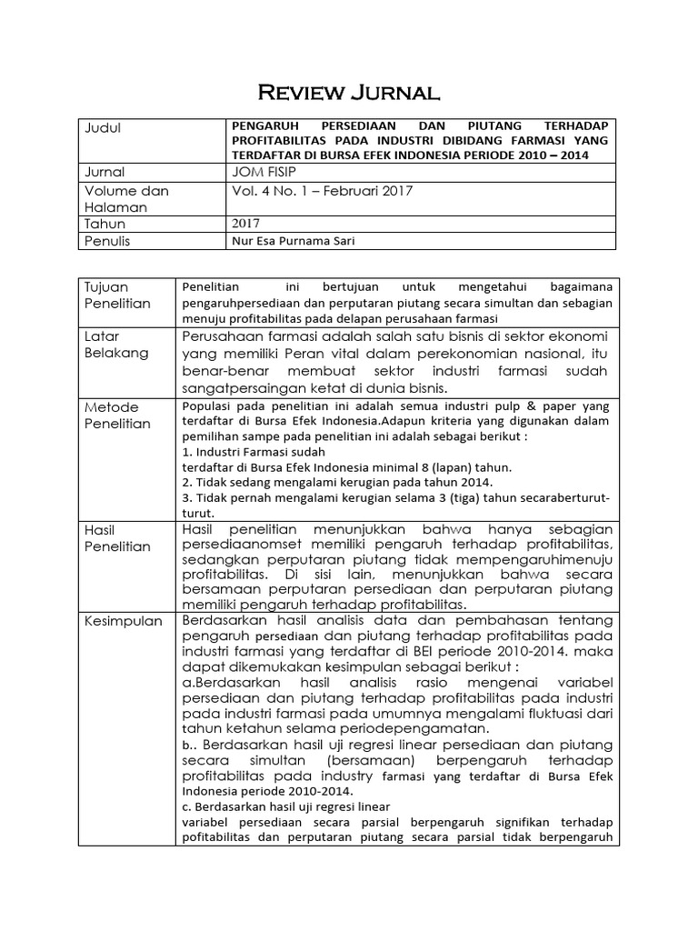 Contoh Review Jurnal | PDF