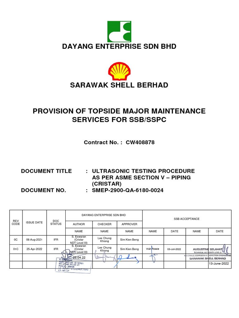 Ultrasonic Testing Procedure Overview | PDF | Welding | Construction