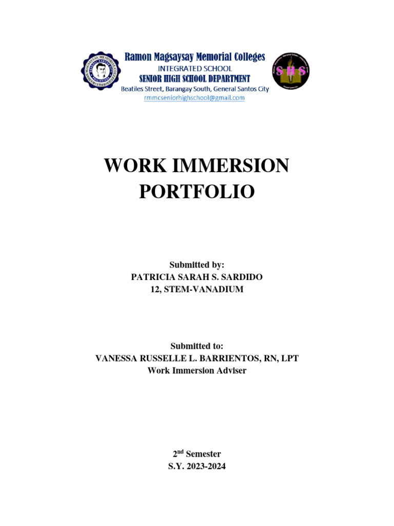 BFP Work Immersion Portfolio 2024 | PDF | Firefighter