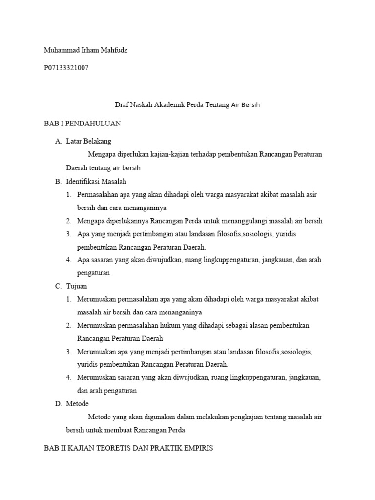 Muhammad Irham Mahfudz Draf Perda | PDF