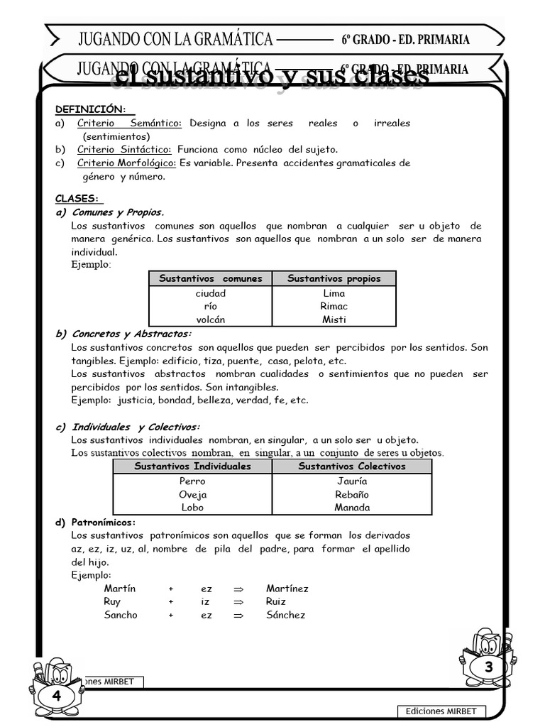 6º-Jugando Con La Gramática | PDF | Sustantivo | Adjetivo