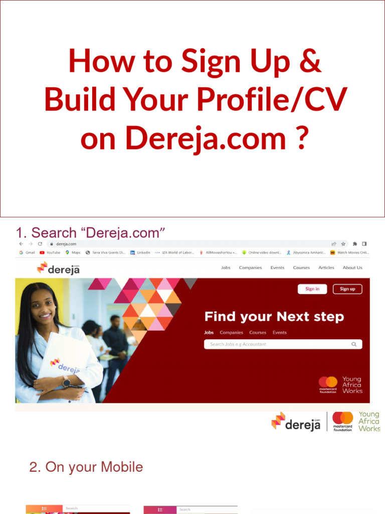 Steps To Build Your Dereja Profile & CV Version 02 2 | PDF | Multimedia | Online Services