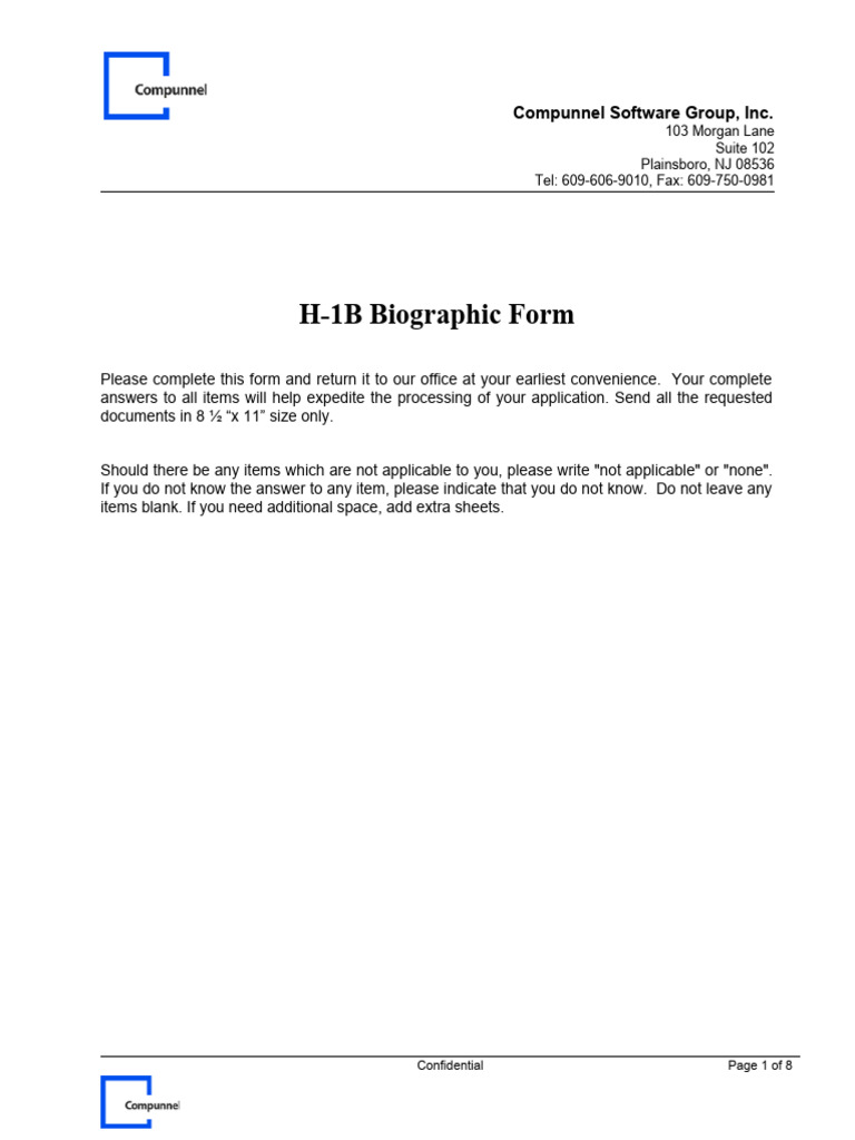 H1B Bio Form | PDF