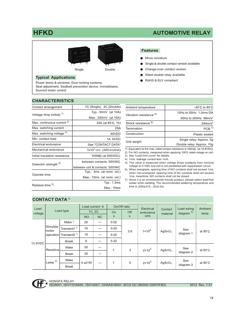Hongfa HFKD - 012 2ZST (257) Datasheet | PDF
